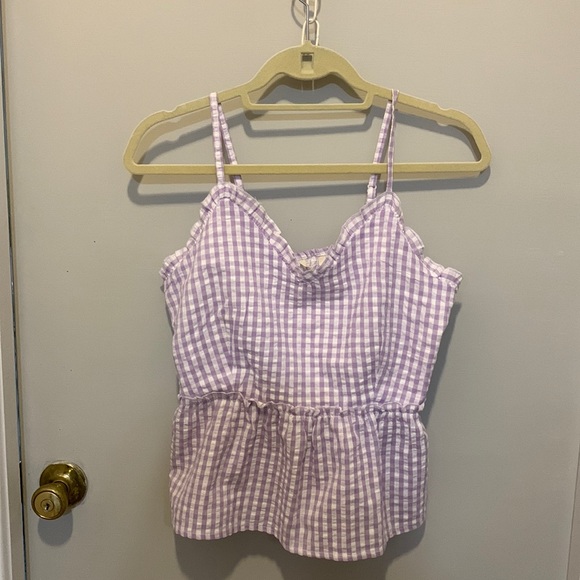 Tops | Lilac Checkered Summer Top | Poshmark
